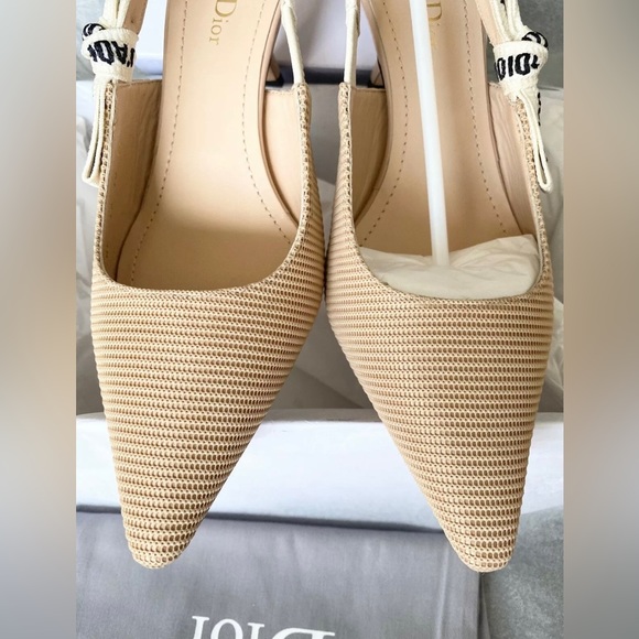 Dior | Shoes | Christian Dior Jadior Fabric Ribbon Beige Kitten Heel ...